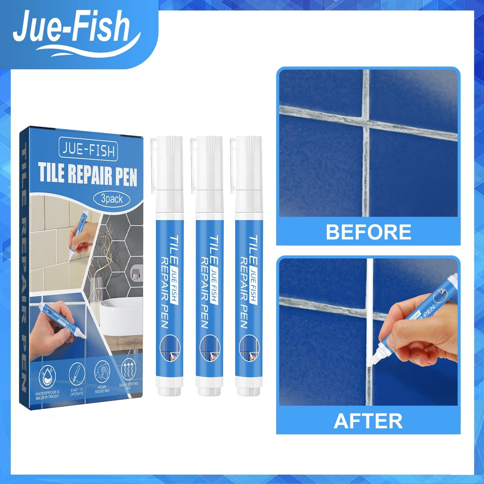 Jue-Fish Waterproof Tile Gap Repair Pen