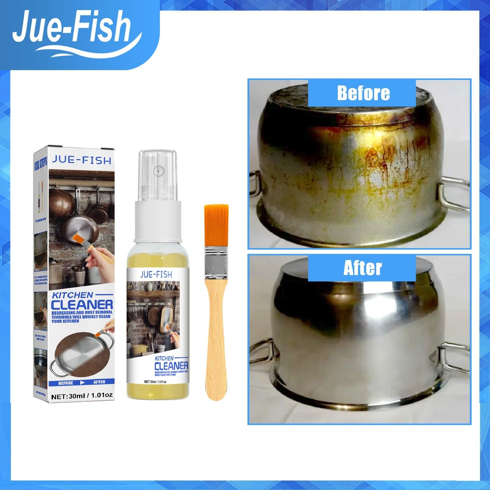 Jue-Fish Oil Stain Cleaner - Heavy Oil Grease Cooktop Range Hood ...